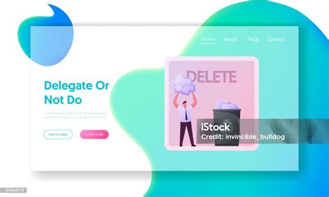 시간 관리 방문 페이지 템플릿입니다 사업가 캐릭터 사용 아이젠하워 매트릭스는 중요하지 않은 비즈니스 작업을 삭제합니다 마감일