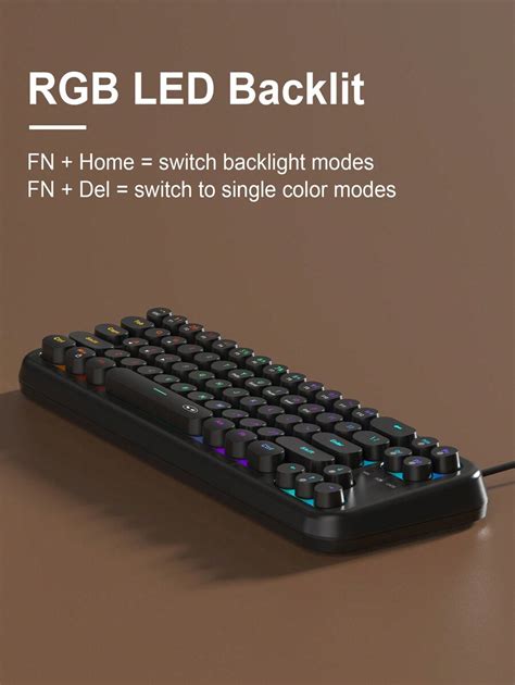 Magegee Ts91 60 Round Keycaps Wired Keyboard 68 Keys Rgb Backlight
