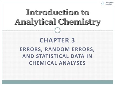 Errors Random Errors And Statistical Data In Chemical Analyses