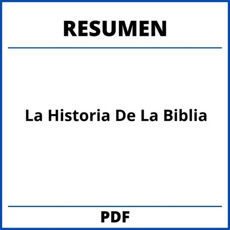 Resumen De Los Libros Dela Biblia