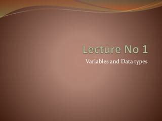 Lecture No 1 PPT