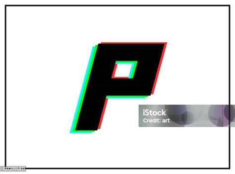 P 문자 로고 벡터 Desing 글꼴 동적 분할 색상 숫자 빨간색의 그림자 녹색 흰색 배경에 검은 프레임에 파란색 Eps10 일러스트레이션 0명에 대한 스톡 벡터 아트 및