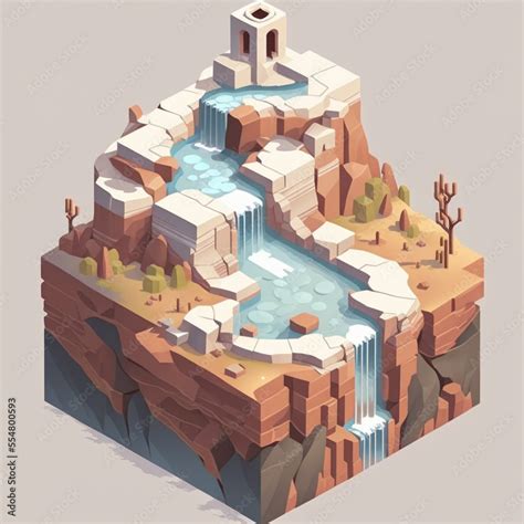 Isometric Environment Game Design Concept Art Stock Illustration