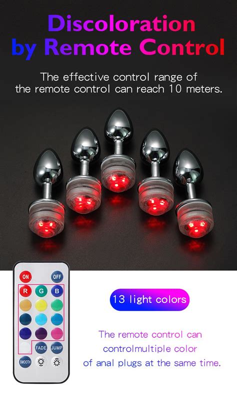Led Anal Plug Metal Butt Plug With Remote Control Colorful Light Butt