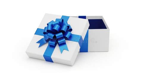 Elegant T Box With Blue Ribbon Isolated On White Background Stock