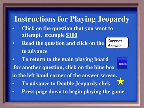 PPT Instructions For Playing Jeopardy PowerPoint Presentation Free Download ID