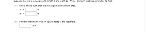 Solved Suppose There Is A Rectangle With Length L And Width Chegg Com