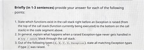 Solved Given The Following Python Code Class A Exception