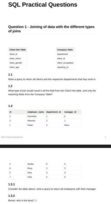 Solved Sql Practical Questions Question 1 Joining Of Data