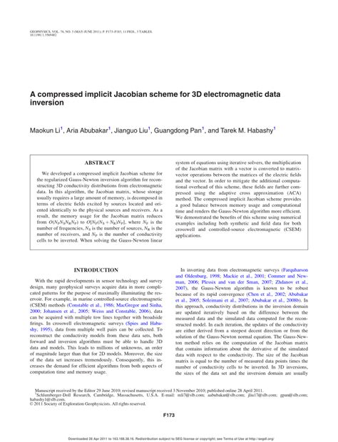 Pdf A Compressed Implicit Jacobian Scheme For 3d Regularized Gauss