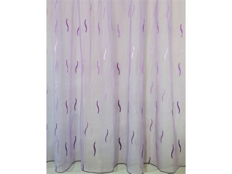 прозрачно бяло кремаво перде с лилави черти