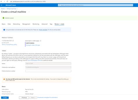 azure create a new linux vm and connect to using ssh