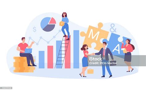 비즈니스 성장 벡터 일러스트레이션을 작업하는 사람들 합병과 인수에 대한 스톡 벡터 아트 및 기타 이미지 합병과 인수 비즈니스 기업 비즈니스 Istock