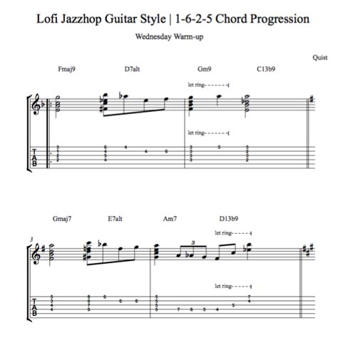 Lofi Jazzhop Guitar Style 1 6 2 5 Chord Progression Wednesday Warm Up 🔥