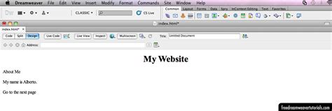 Free Dreamweaver Tutorials Adding And Formatting Text Getting