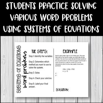 Solving Systems Word Problems PDF Notes By Smart Pug Teaching
