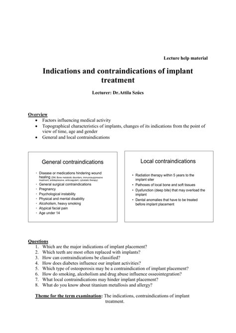 Indications And Contraindications Of Implant Supported Prosthetics
