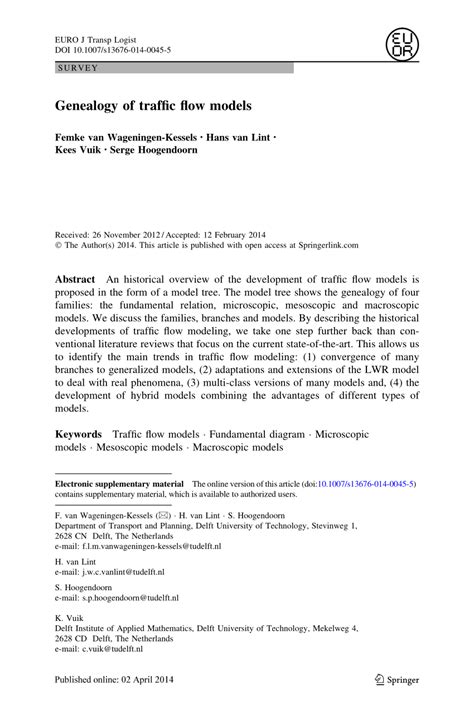 Pdf Genealogy Of Traffic Flow Models