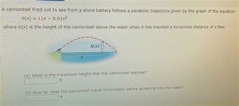 Solved A Cannonball Fired Out To Sea From A Shore Battery