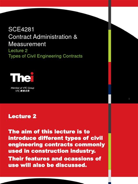 Lecture 2 Types Of Civil Engineering Contracts Pdf Employment Economies