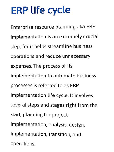 Erp Implementation Life Cycle Pdf
