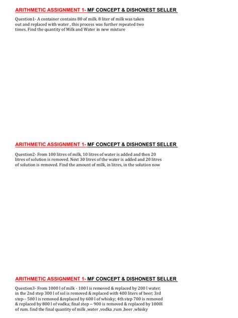 13 Arithmetic Assignment 1 To 27 Pdf Profit Economics Prices