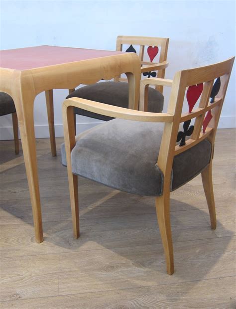 Game Table With Chairs Jules Leleu Style At 1stdibs
