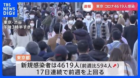 新型コロナ 東京都で4619人 17日連続で前週同曜日を上回る｜tbs News Dig │ 【気ままに】ニュース速報