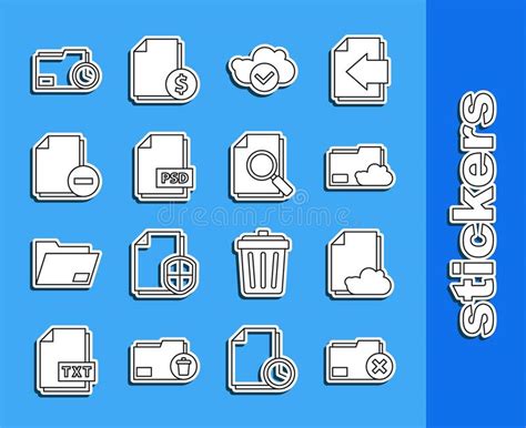 Set Line Delete Folder Cloud Storage Text Document With Check Mark