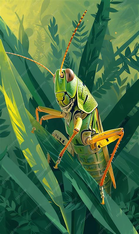 Premium Photo Collage Of Grasshopper With Grass Texture Collage