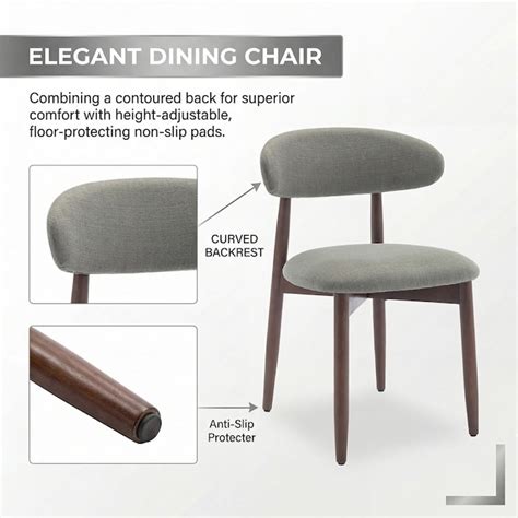 Colamy Set Of 6 Upholstered Light Gray Solid Wood Dining Side Chair In