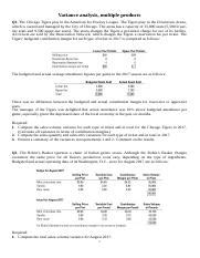 Variance Analysis Problems Docx Variance Analysis Multiple Products Q1 The Chicago Tigers