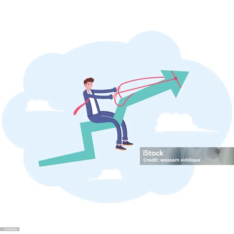 사업가 승마 성공 화살표 그래프입니다 긍정적 인 추세 이익 성장 벡터 일러스트 레이 션 플랫 일러스트 레이 션 감정에 대한 스톡 벡터 아트 및 기타 이미지 Istock