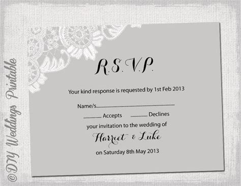 Wedding RSVP Template Download DIY Silver Gray Antique