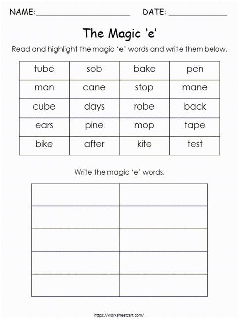 Magic E Long A Worksheet Live Worksheets Worksheets Library