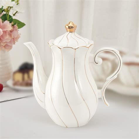 Dujust British Style Porcelain Teapot 40oz Luxury