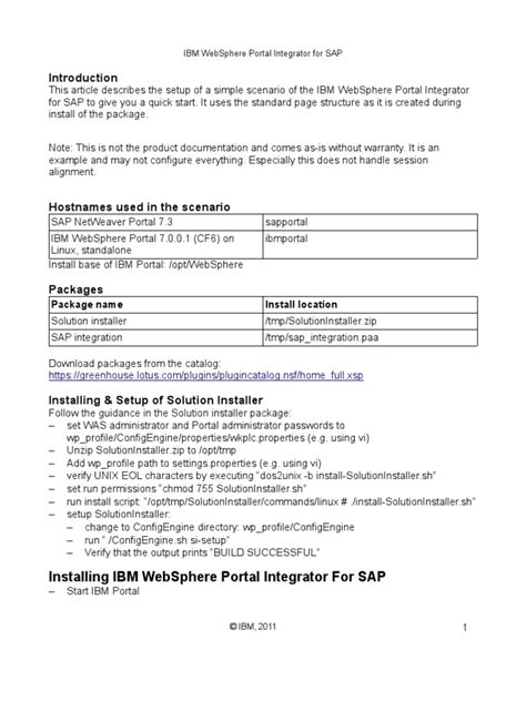Pdf Ibm Websphere Portal Integrator For Sap Sample Scenario