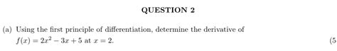 Solved QUESTION A Using The First Principle Of Chegg