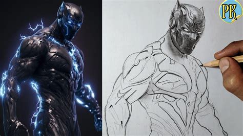 How To Draw Black Panther Step By Step Outline And Sketching Youtube