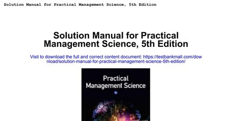 solution manual for practical management science 5th edition by vance
