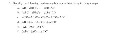 3 Simplify The Following Boolean Algebra Expressions