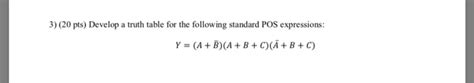 Solved 3 20 Pts Develop A Truth Table For The Following