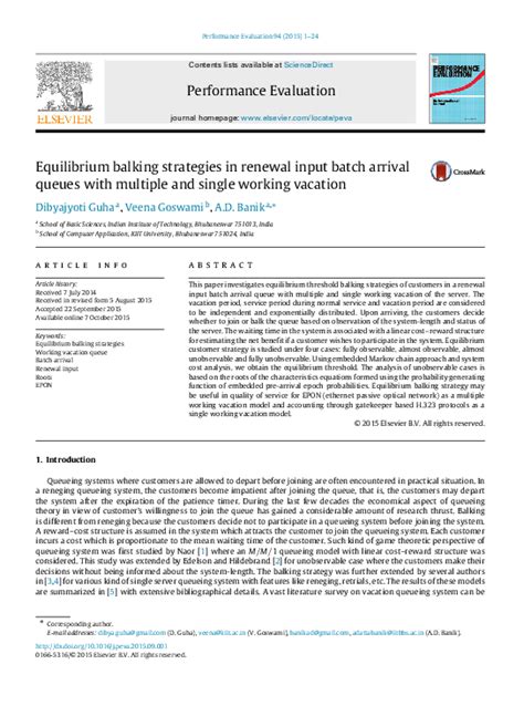 Pdf Equilibrium Balking Strategies In Renewal Input Queue With