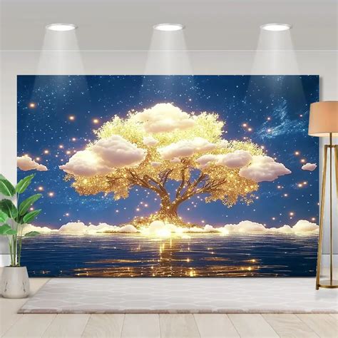 1pc Tree Of Life 벽 배경 폴리에스터 전년도 장식 전원 필요 없음 크리스마스 봄 여름 가을 겨울 Temu Republic Of Korea