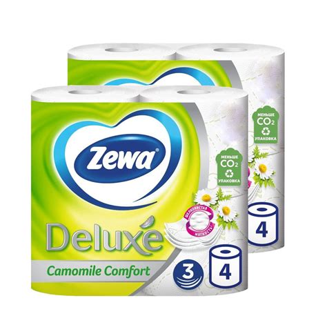 Туалетная бумага Zewa Deluxe Ромашка по 4 рулона 2 пачки - купить с ...