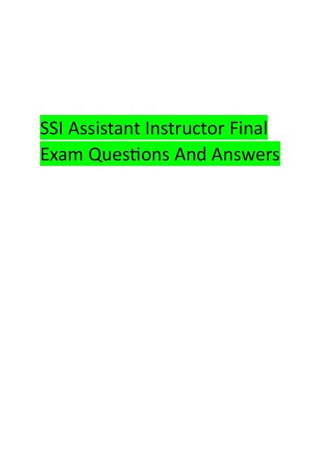SSI Assistant Instructor Final Exam Questions And Answers