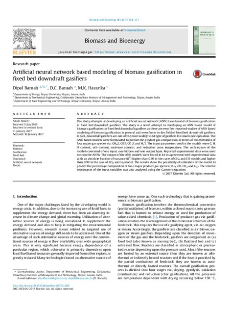 Pdf Artificial Neural Network Based Modeling Of Biomass Gasification