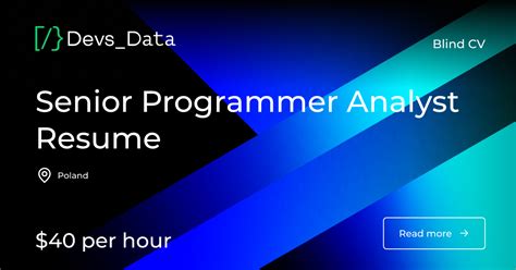 Senior Programmer Analyst Resume Devsdata