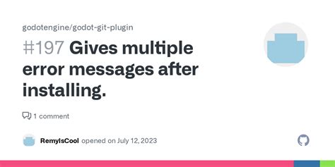 Gives Multiple Error Messages After Installing · Issue 197 · Godotenginegodot Git Plugin · Github