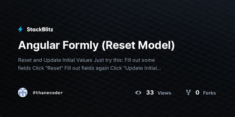 Angular Formly Reset Model Stackblitz